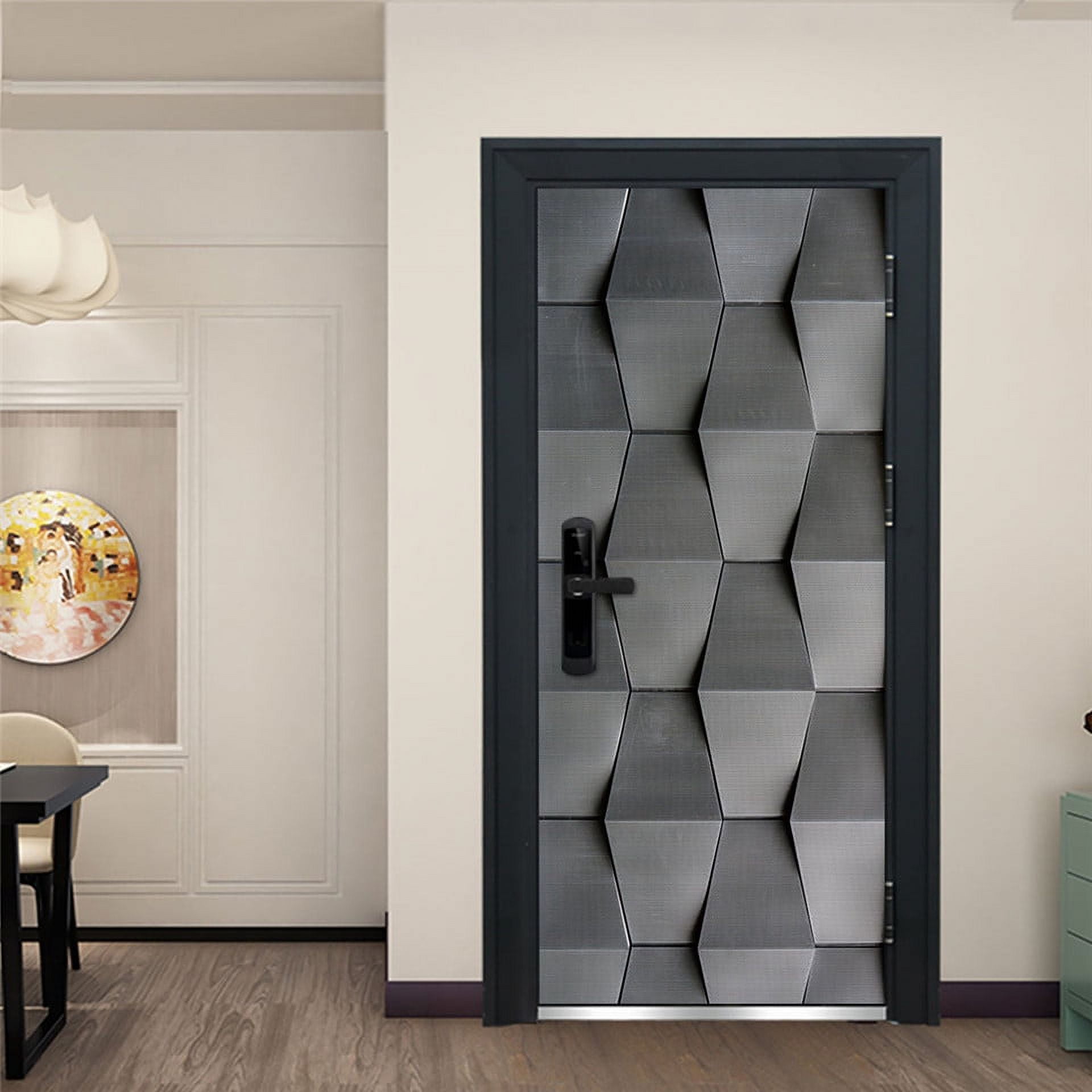 Black Geometric Door Sticker Self Stick Wallpaper Waterproof Renovation ...