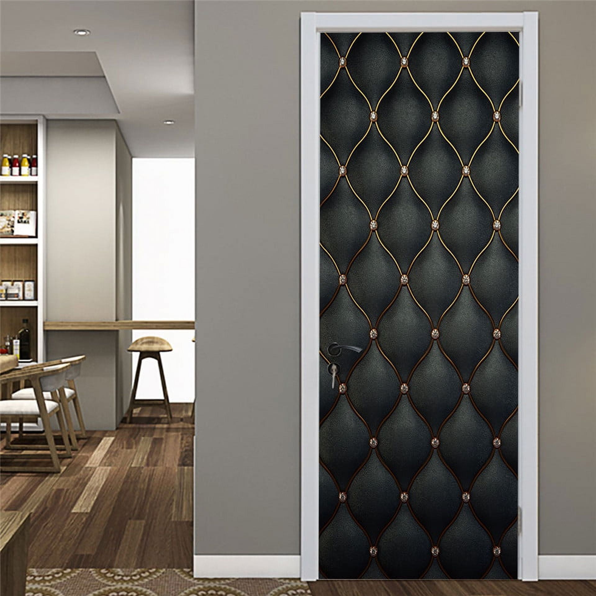 Black Geometric Door Sticker Self Stick Wallpaper Waterproof Renovation ...