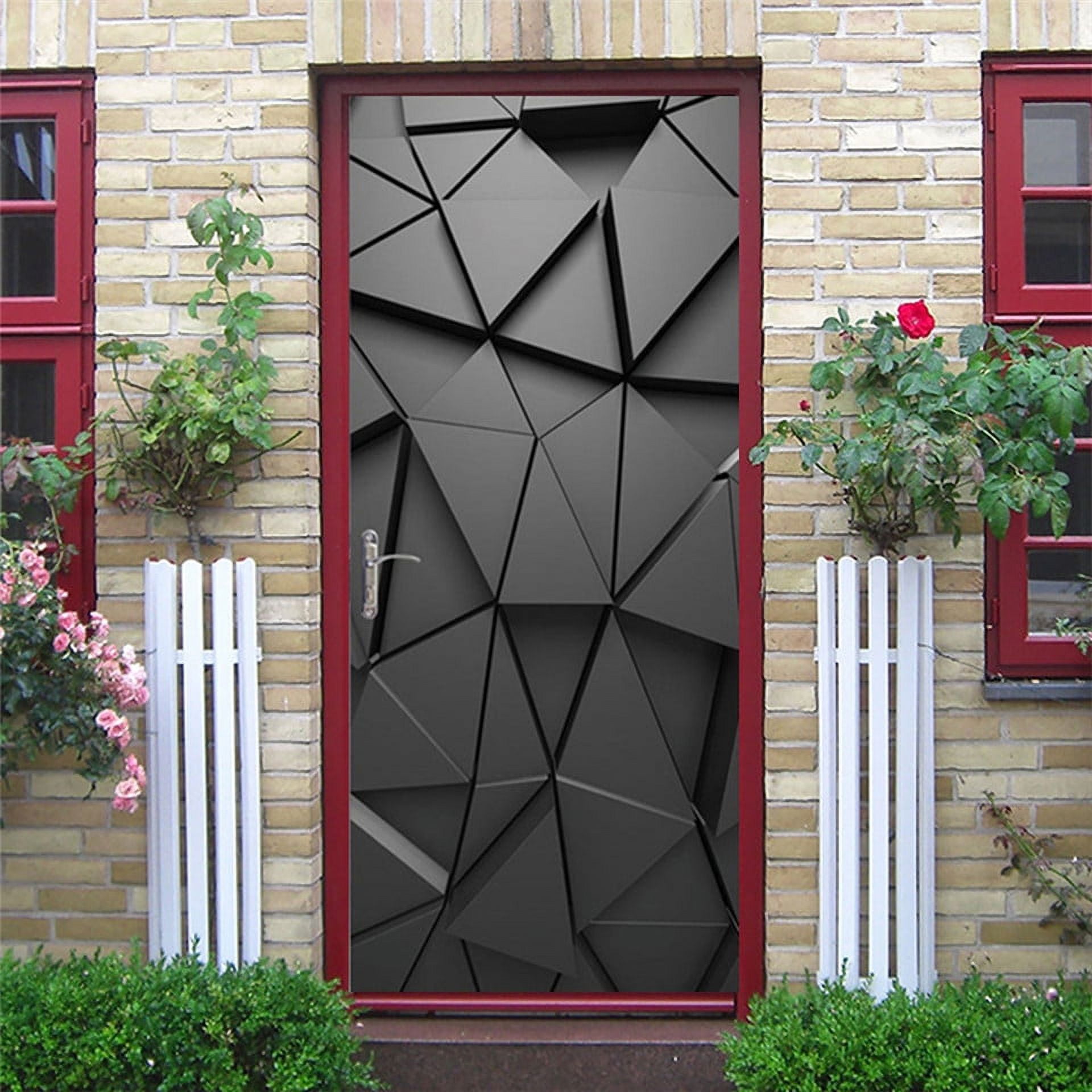 Black Geometric Door Sticker Self Stick Wallpaper Waterproof Renovation ...
