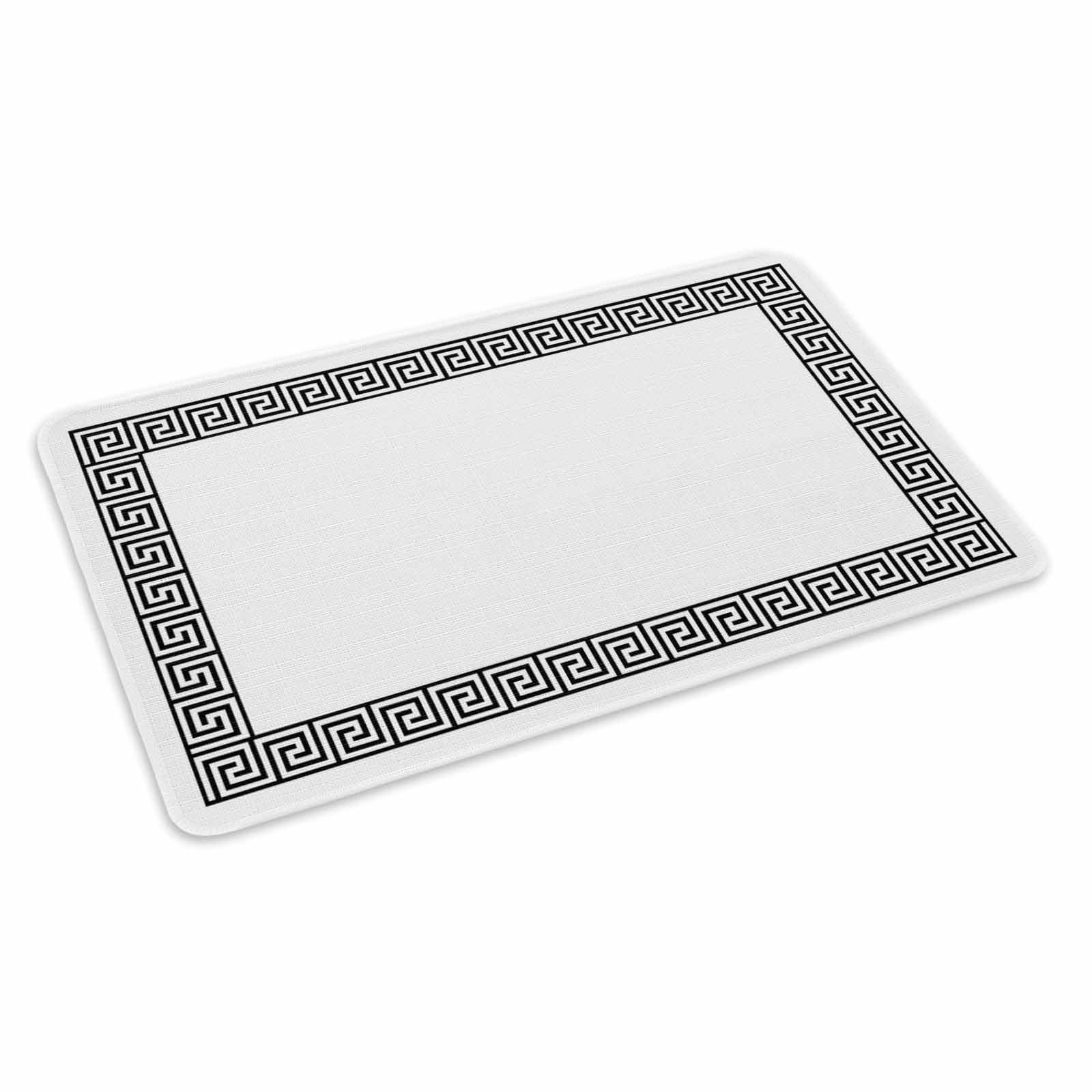 Black Geometric Doormat Outdoor Entrance 24"x36", Modern Key Greek ...