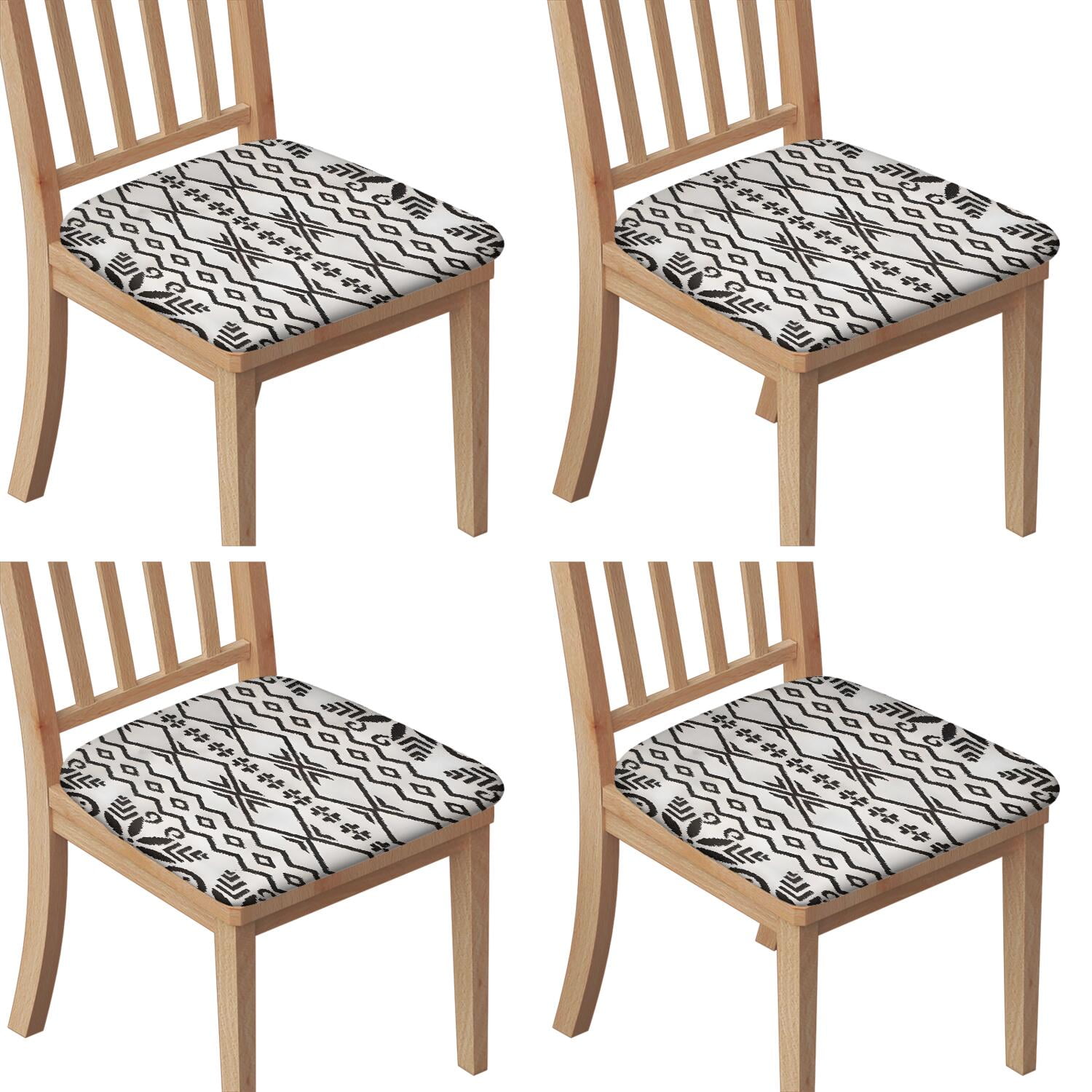 Black Geometric Flower Diamond Pattern Seat Covers for Dining Room ...