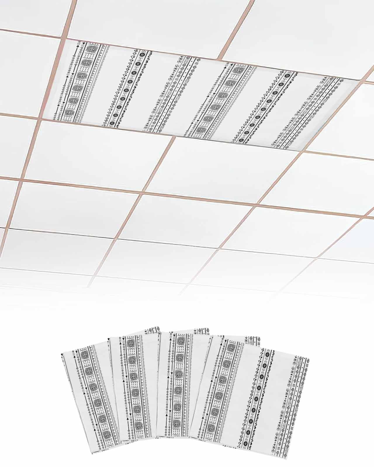 Black Geometric Fluorescent Light Covers for Ceiling Lights 4x2 feet,4 ...