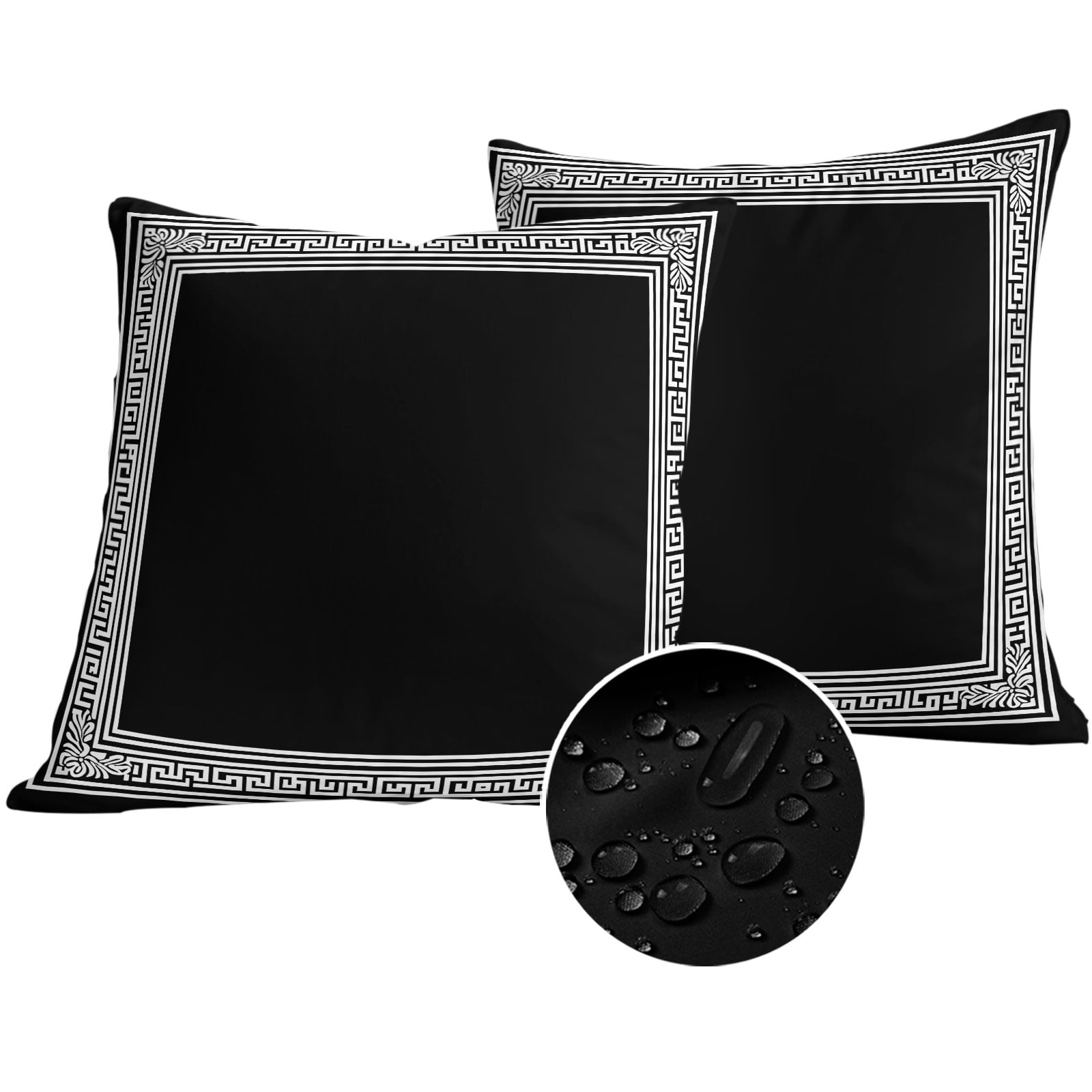 Black Geometric Outdoor Pillow Covers 16x16 Set of 2,Waterproof Patio ...