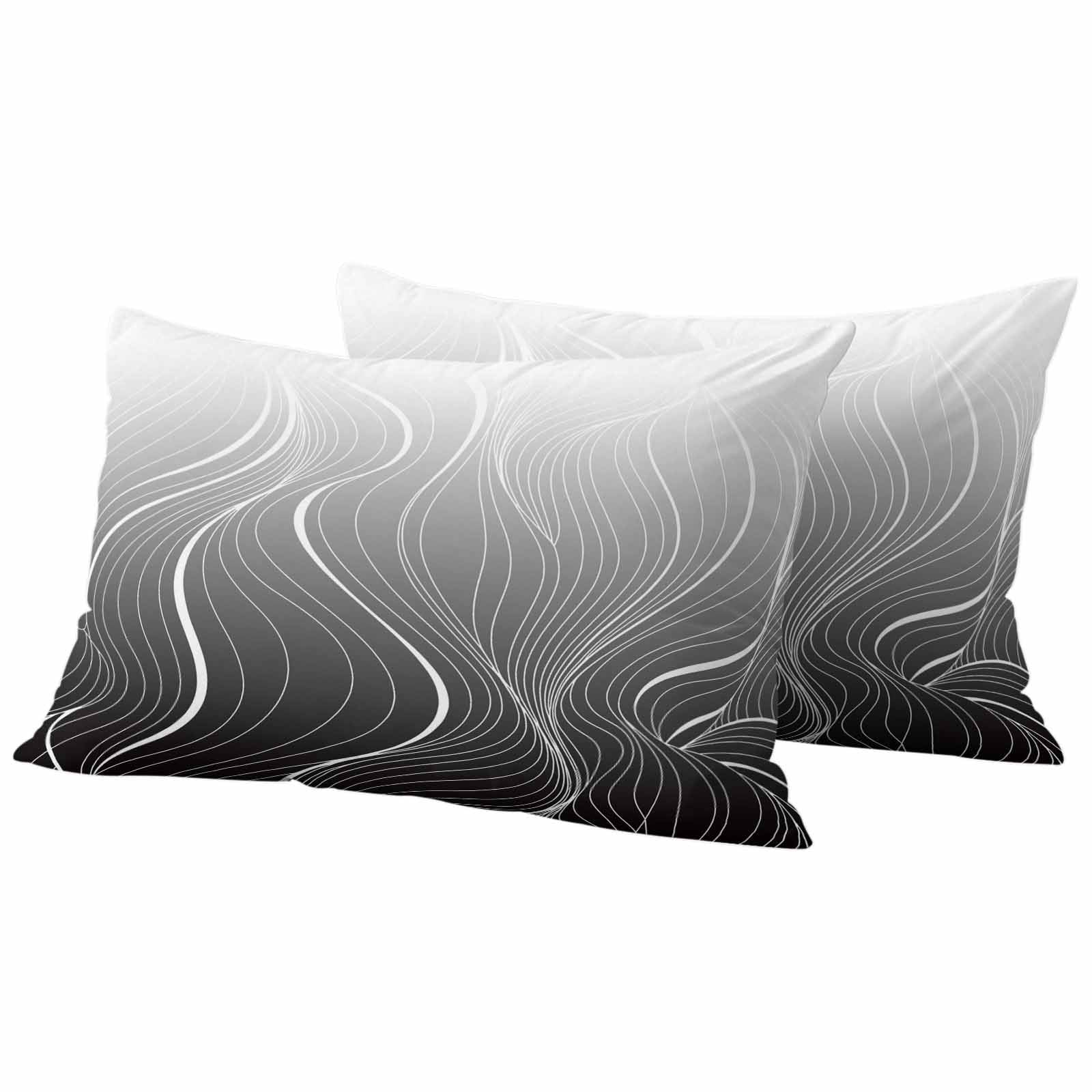 Black Geometric Outdoor Waterproof Pillow Covers, Modern White Stripe ...