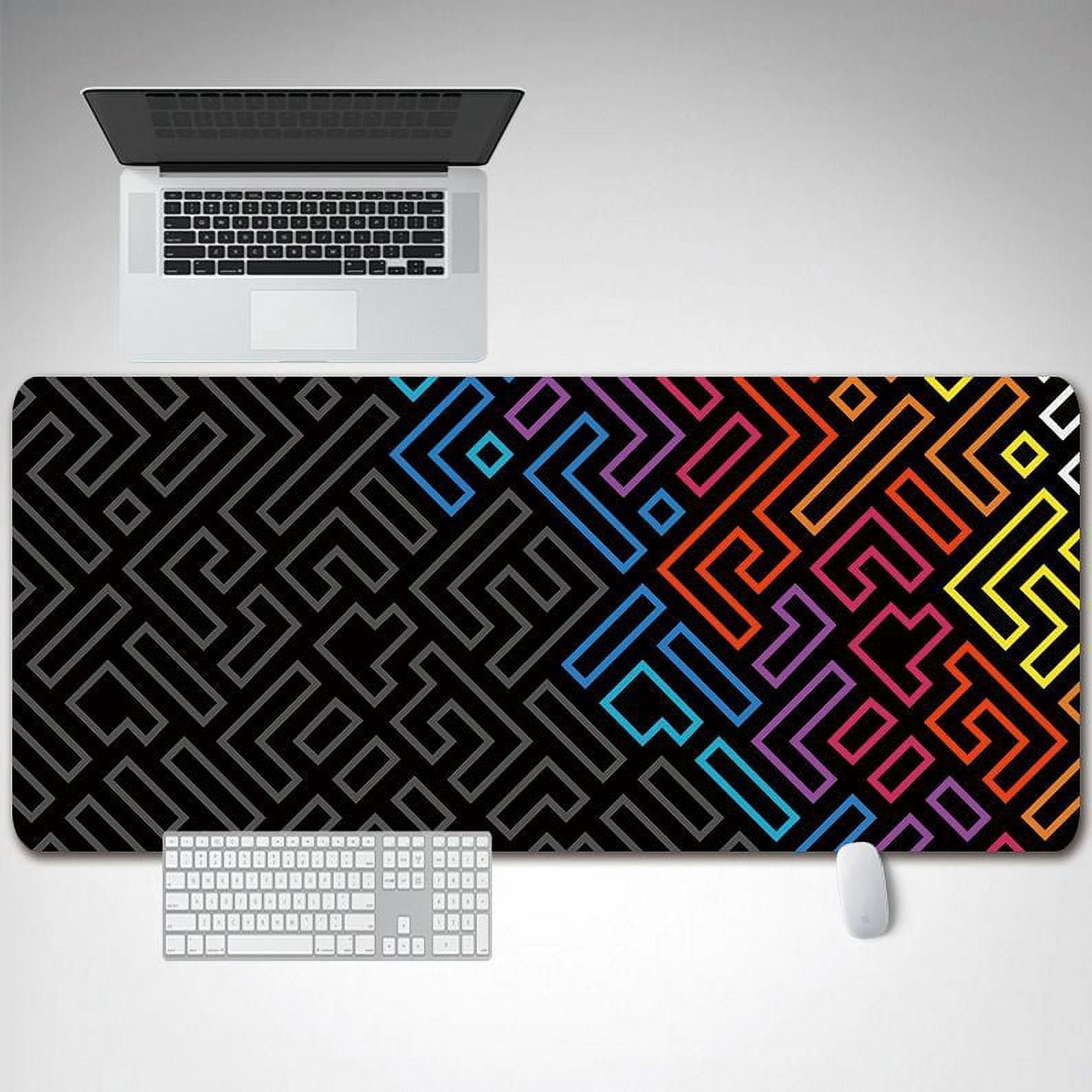 Black Geometric Pattern Desk Mat, Minimalist Gaming Mouse Pad - Walmart.com