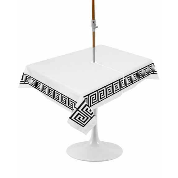 Black Geometric Rectangle Outdoor Tablecloth, Waterproof Table Cloth ...