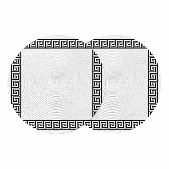 Black Geometric Round Placemats Set of 2, Braided Polypropylene Place ...