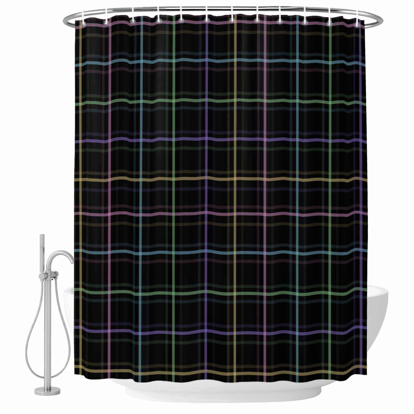 Black Geometric Shower Curtain Set - Small 36" x 72" Washable Bathtub ...