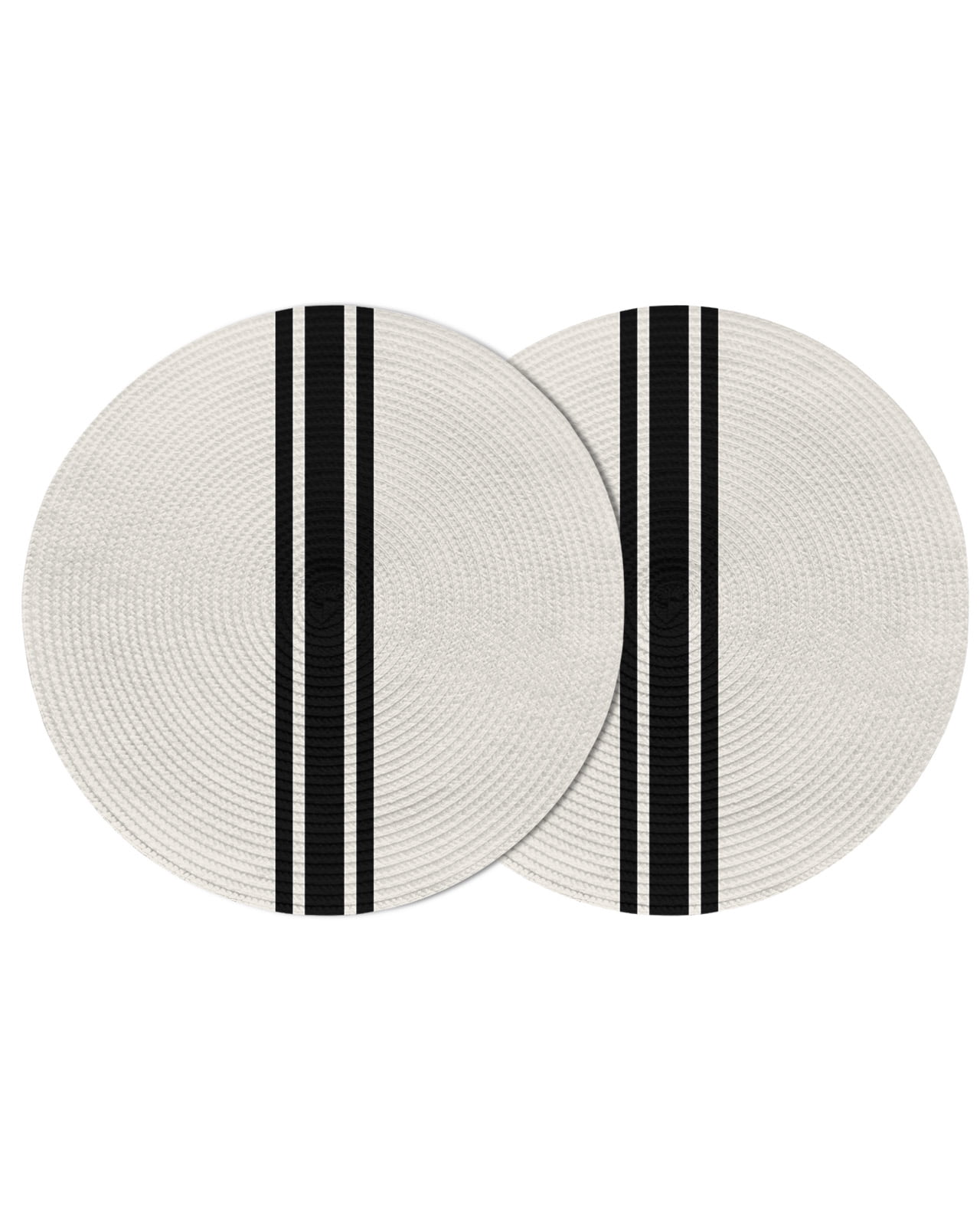 Black Geometric Stripe Round 13 Inch Placemats Set of 2, Abstract ...