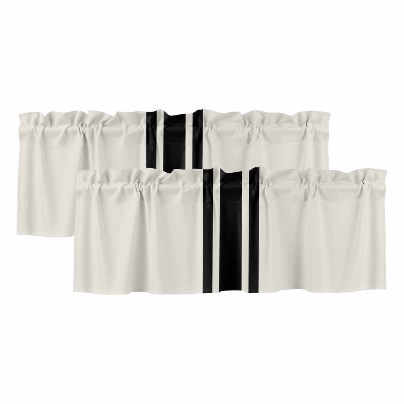 Black Geometric Stripe, Valances for Windows, Abstract Farmhouse Style ...