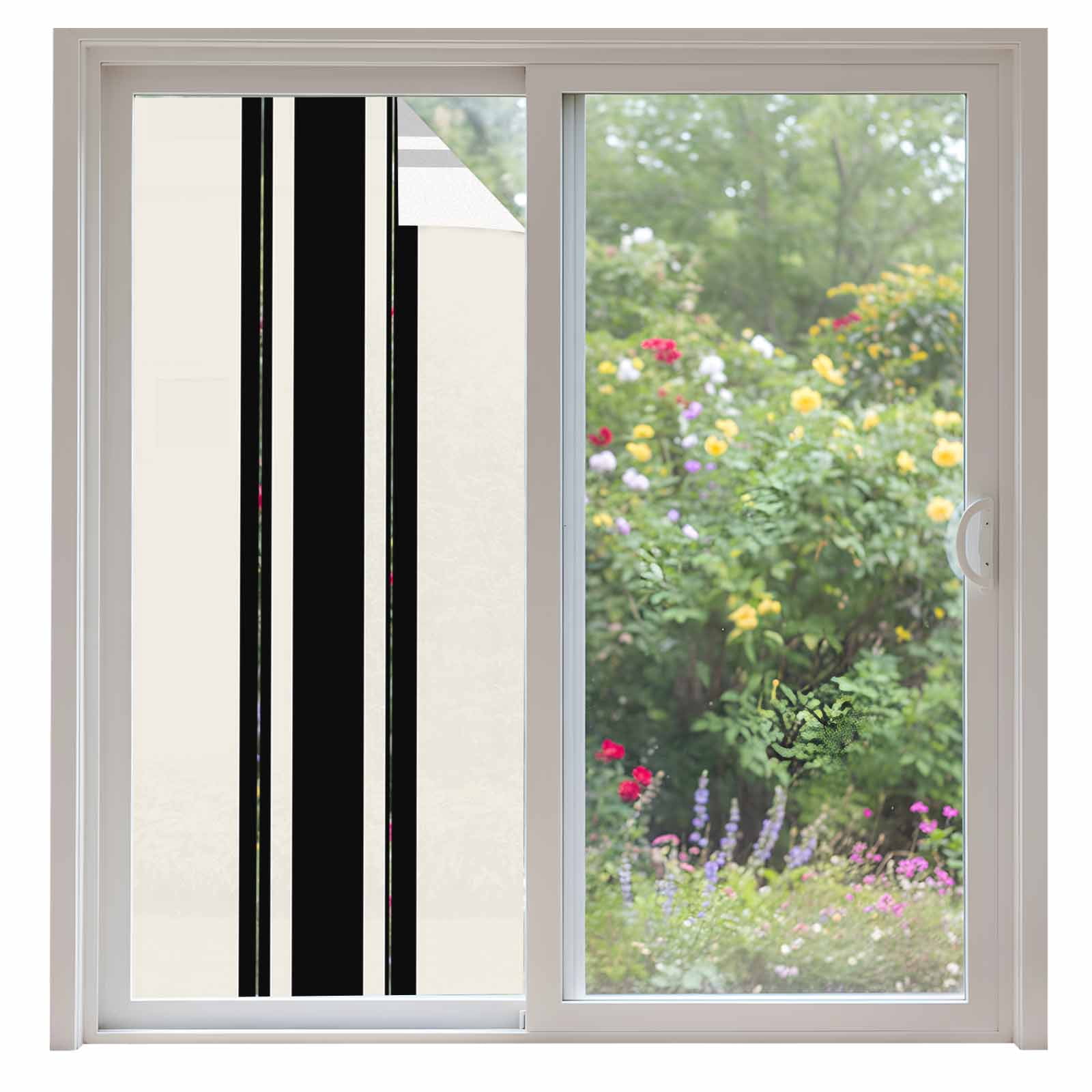 Black Geometric Stripe Window Privacy Film, Abstract Farmhouse Style ...