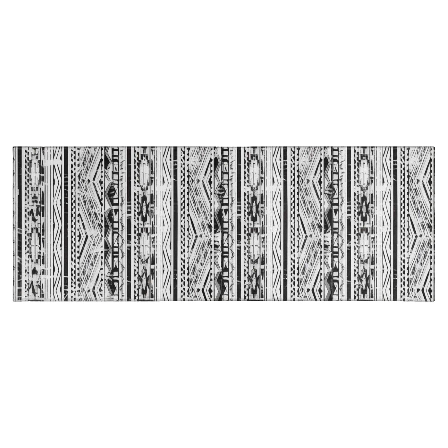 Black Geometric Striped Pattern Kitchen Rug Mat,Kitchen Runner Rugs Non ...