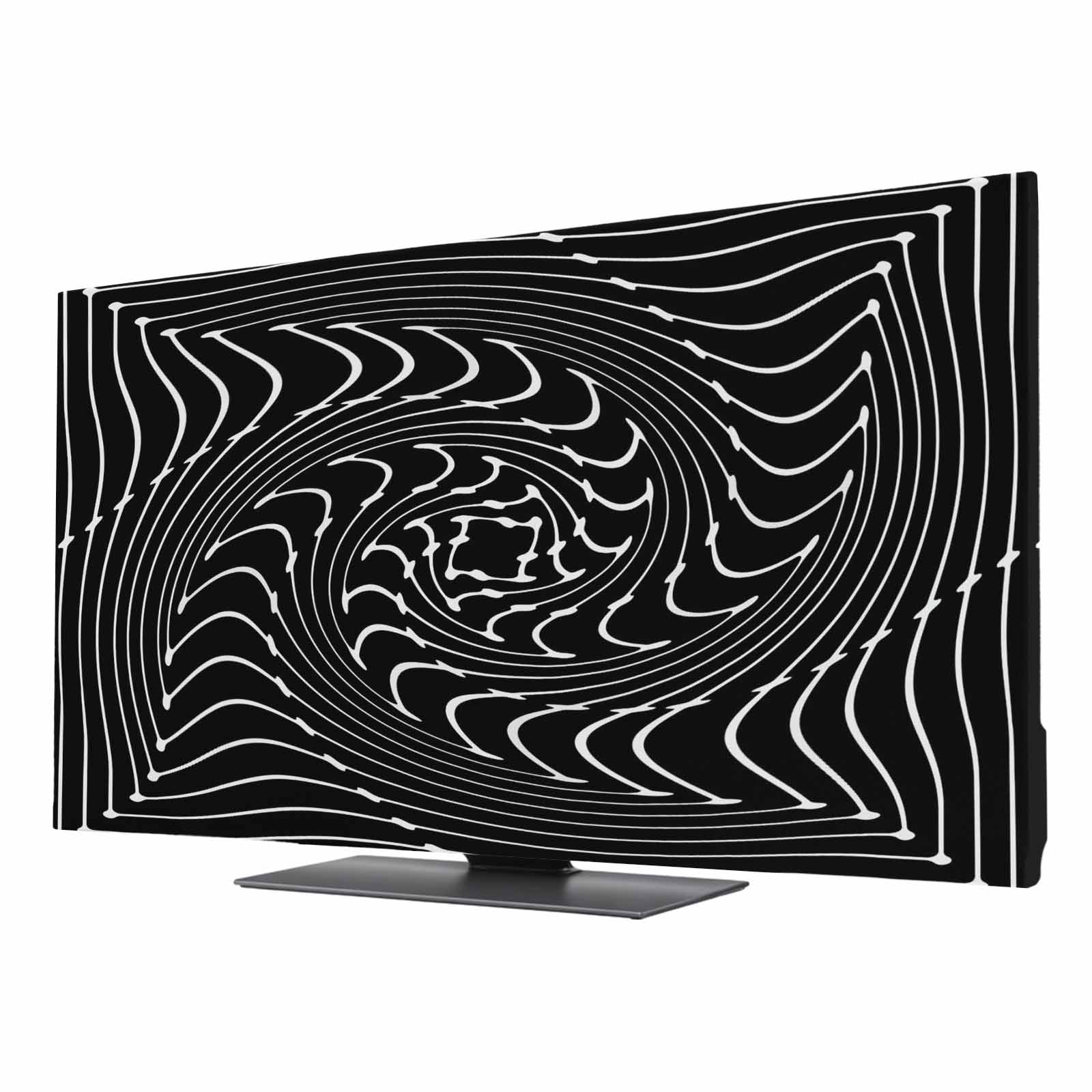 Black Geometric TV Cover for 50 Inch Screen, Stretch Fabric Dustproof ...