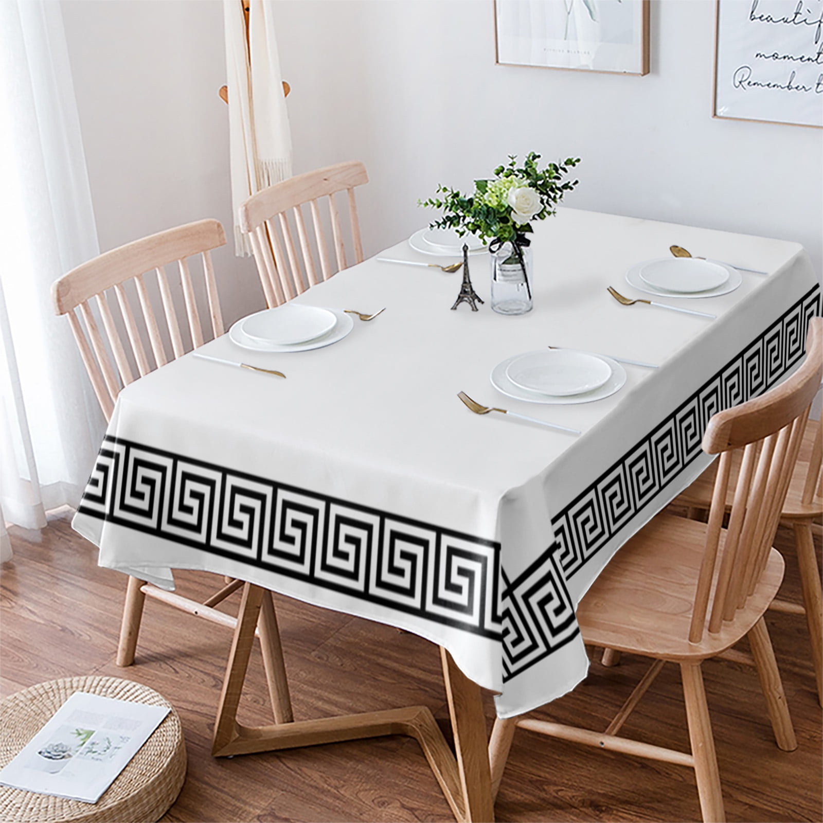 Black Geometric Tablecloth Rectangle Table Cloth 60x102 , Waterproof ...