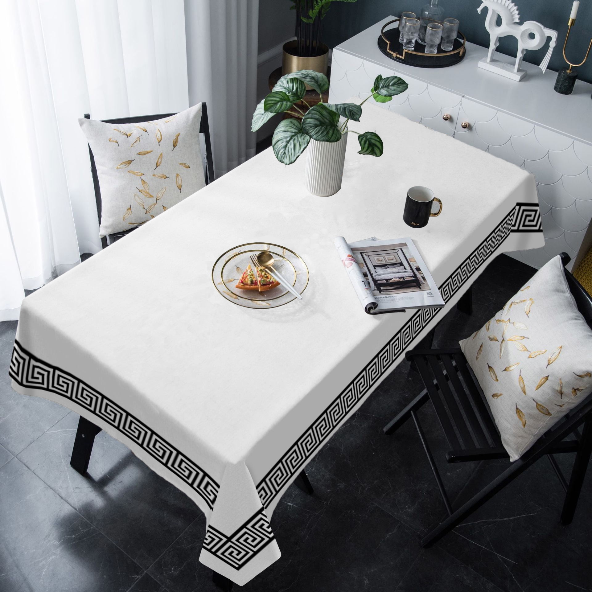 Black Geometric Tablecloth Rectangle Table Cloth 60x120 , Waterproof ...
