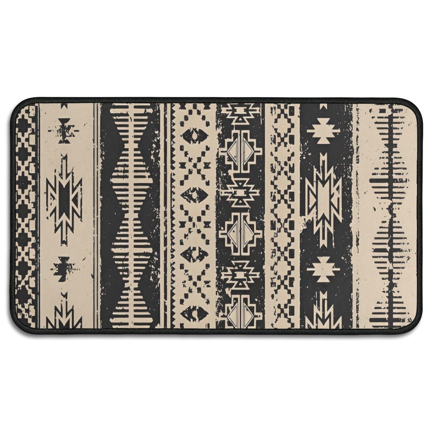 Black Geometric Triangle Diamond Pattern Door Rugs,Washable Non Slip ...