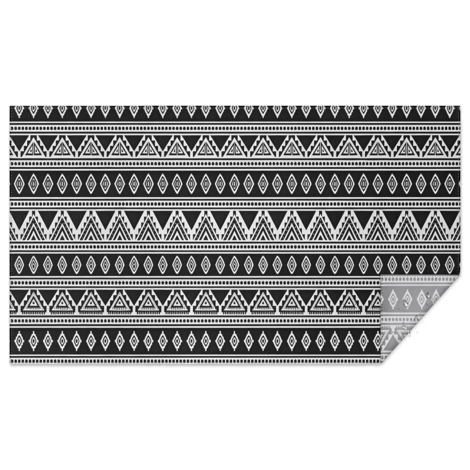 Black Geometric Triangle Diamond Pattern Rectangle Tablecloth 60"x102 ...