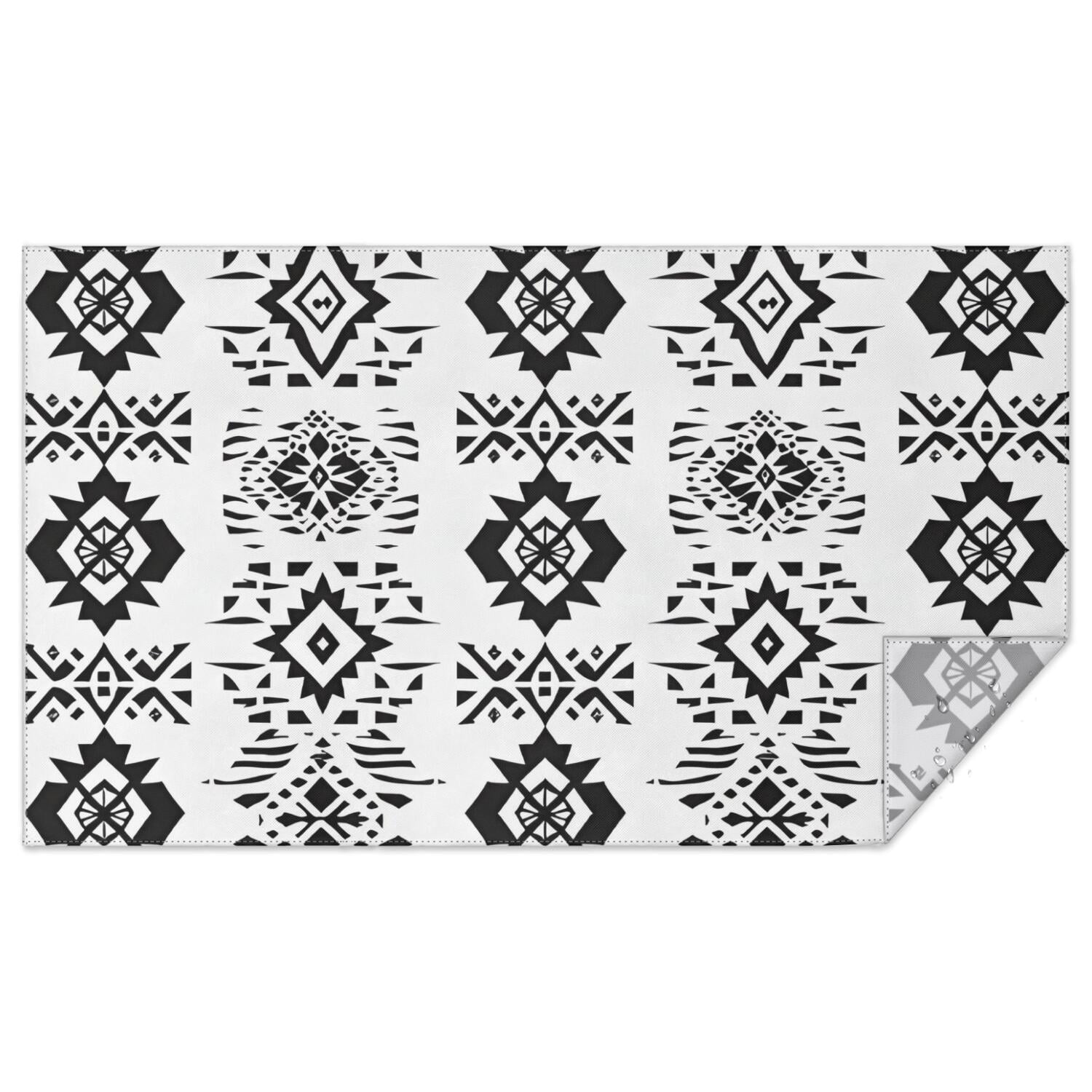 Black Geometric Triangle Diamond Pattern Rectangle Tablecloth 60"x102 ...