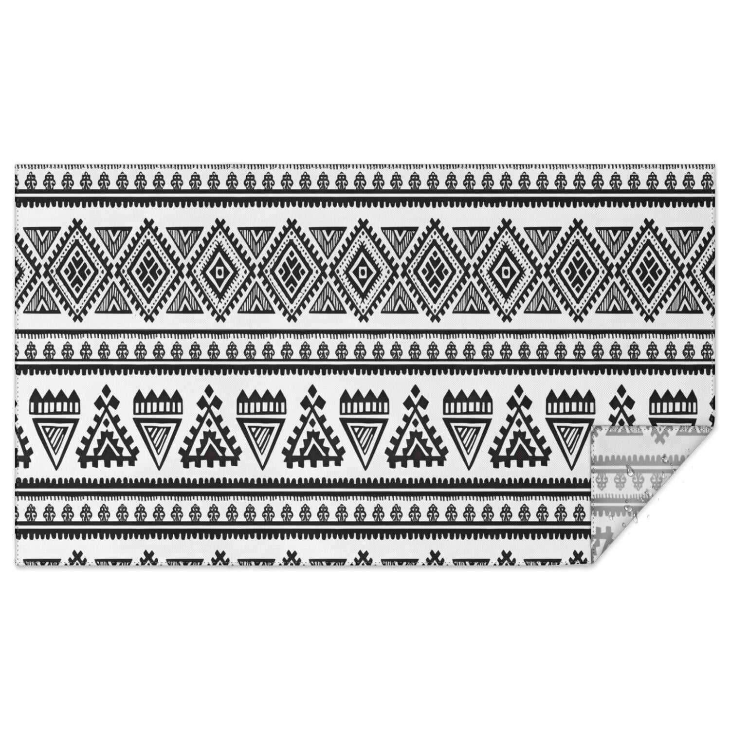 Black Geometric Triangle Diamond Pattern Rectangle Tablecloth 60"x102 ...