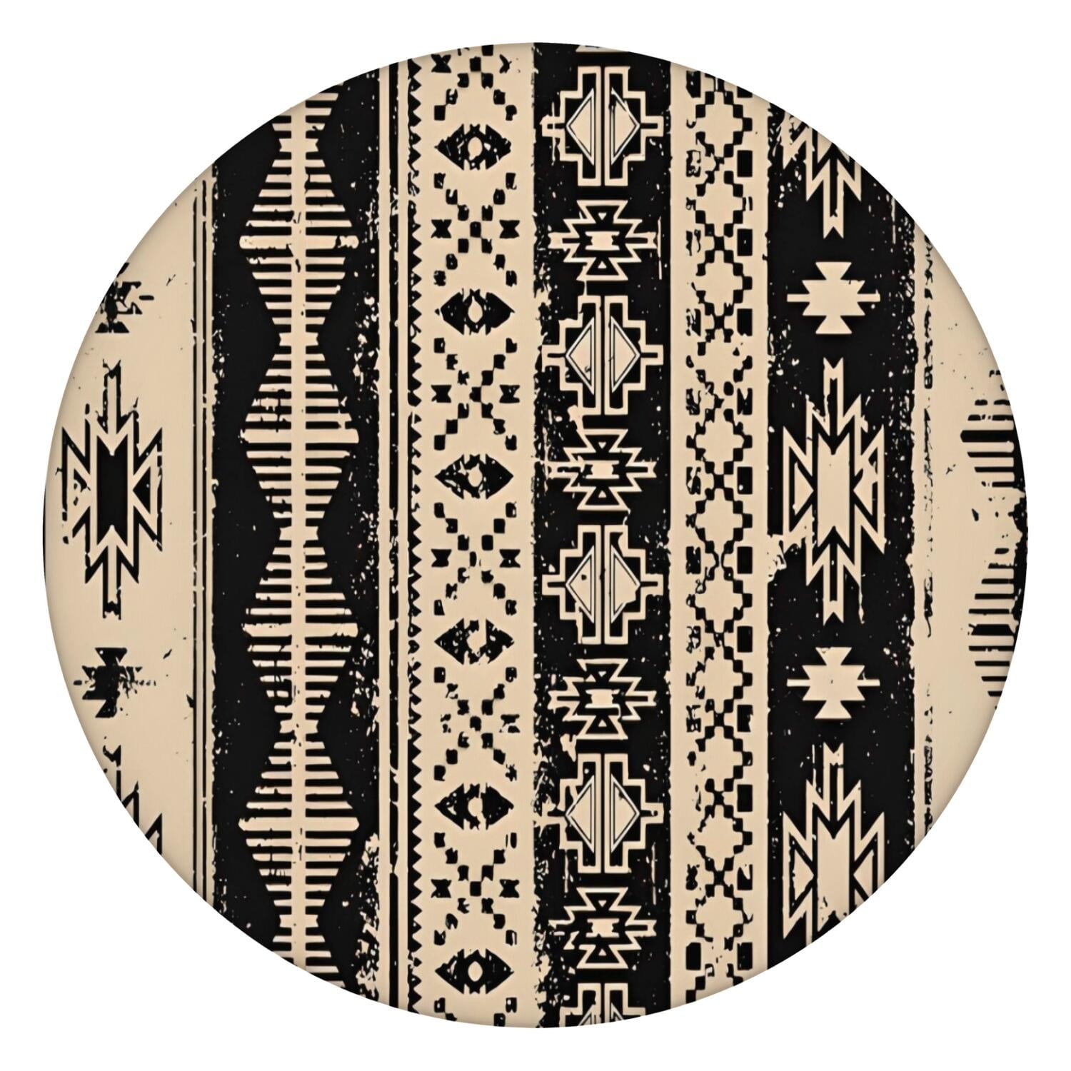 Black Geometric Triangle Diamond Pattern Round Fitted Tablecloth with ...