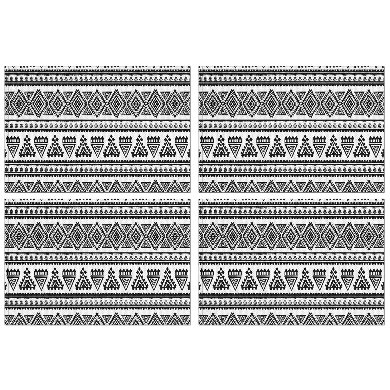 Black Geometric Triangle Diamond Pattern Summer Placemats Table ...