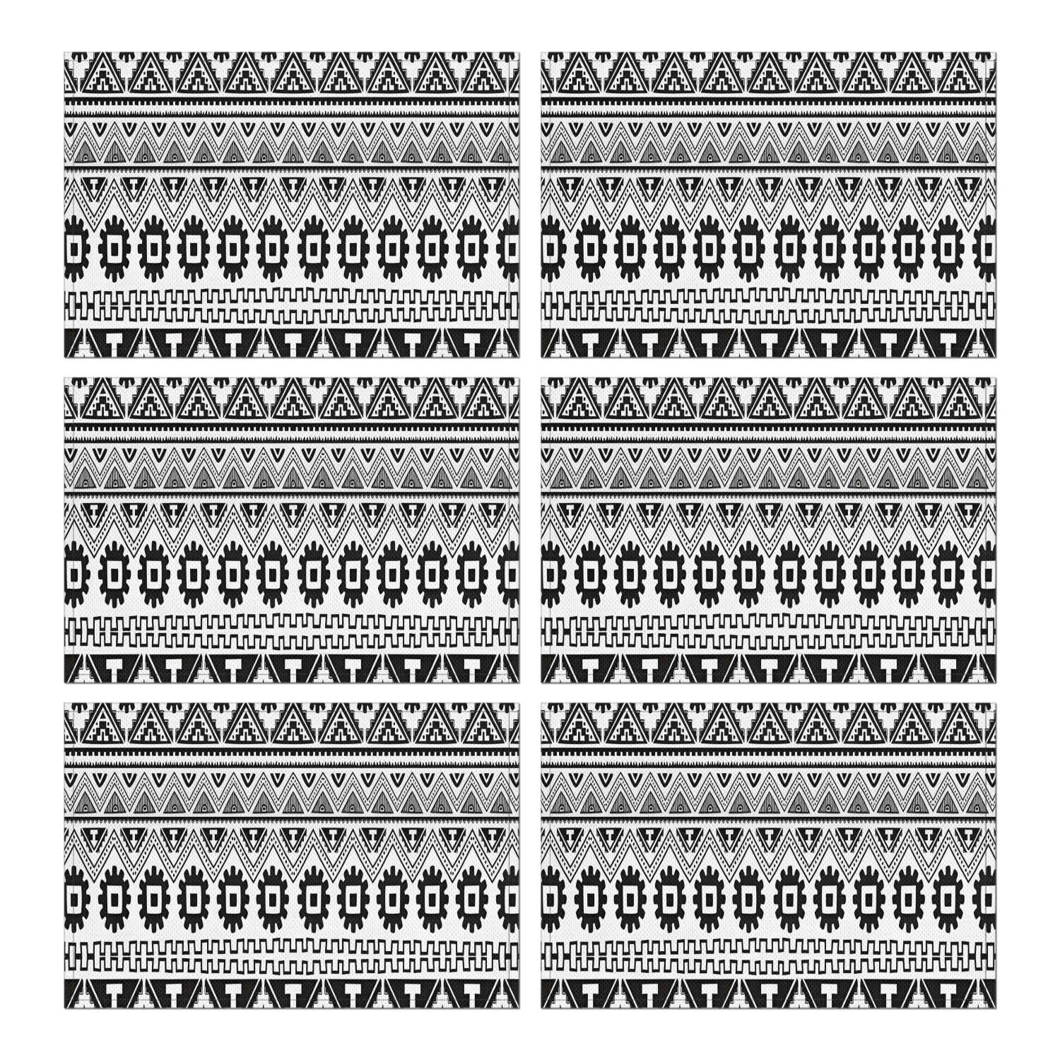 Black Geometric Triangle Gear Pattern Summer Placemats Table Placemats ...