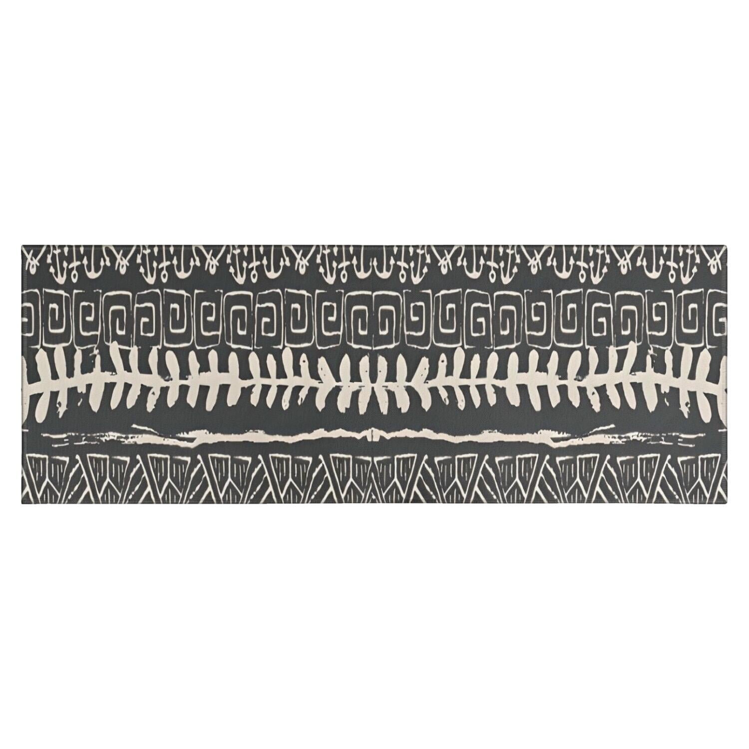 Black Geometric Triangle Wave Pattern Kitchen Rug Mat,Kitchen Runner ...