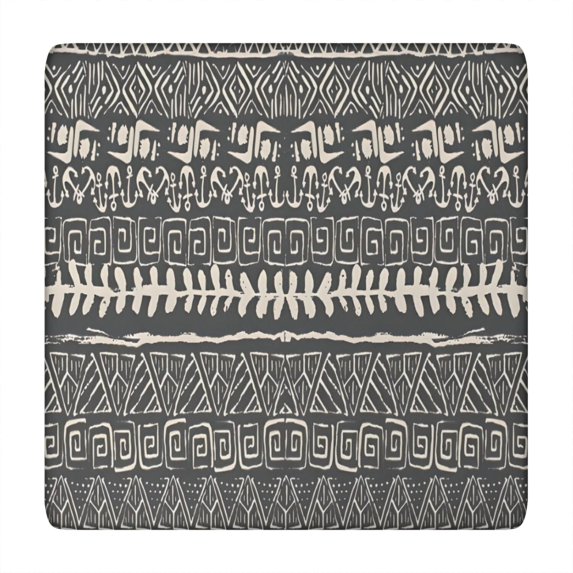 Black Geometric Triangle Wave Pattern Square Fitted Tablecloth with ...