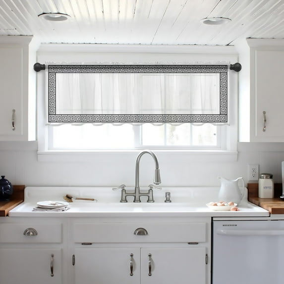 Black Geometric Valance Curtains for Kitchen/Living Room/Bathroom ...