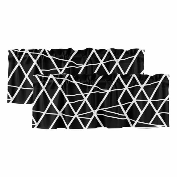 Black Geometric Valances for Windows, Decorative Rod Pocket Window ...