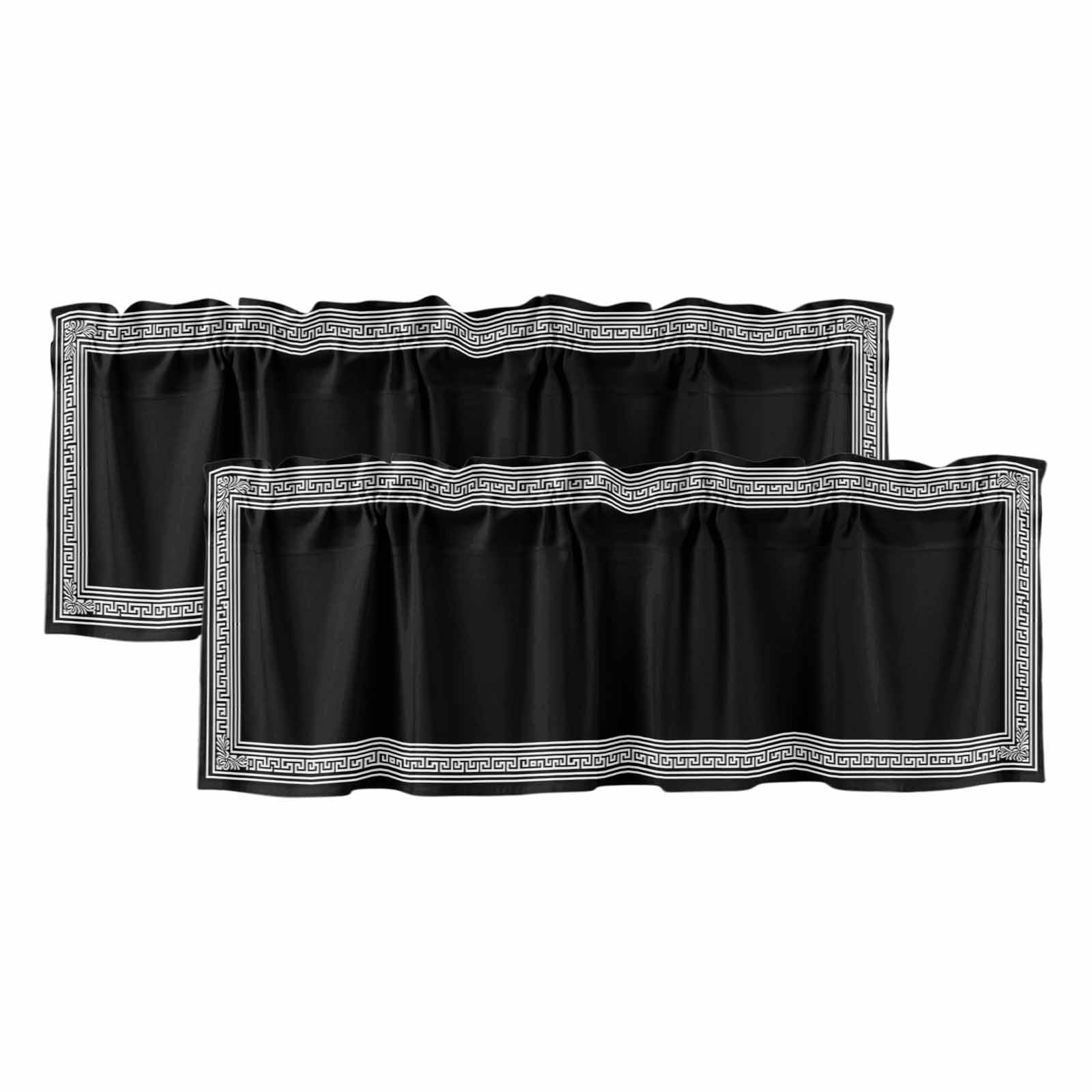 Black Geometric Valances for Windows, Decorative Rod Pocket Window ...