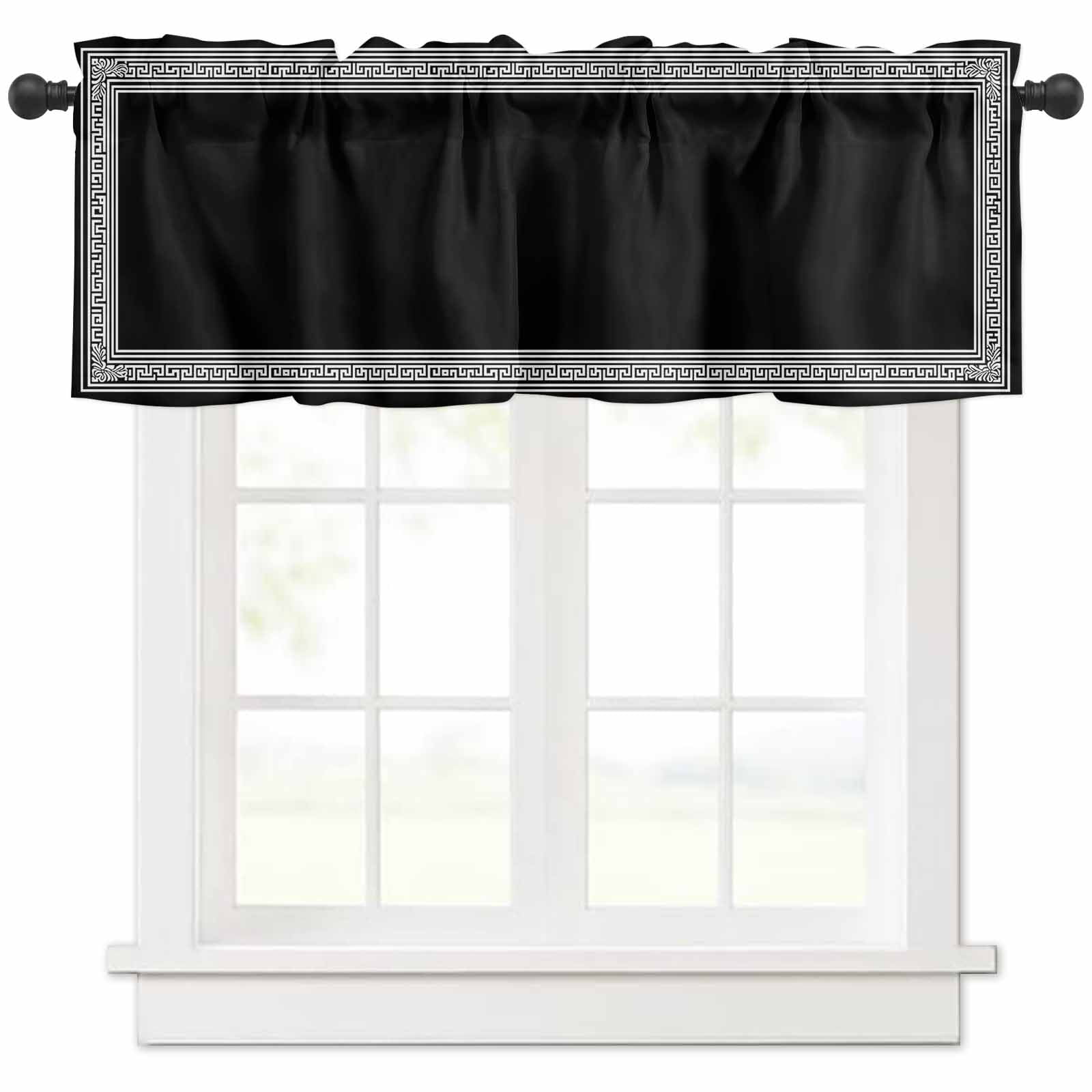 Black Geometric Valances for Windows Farmhouse Kitchen Curtains ...