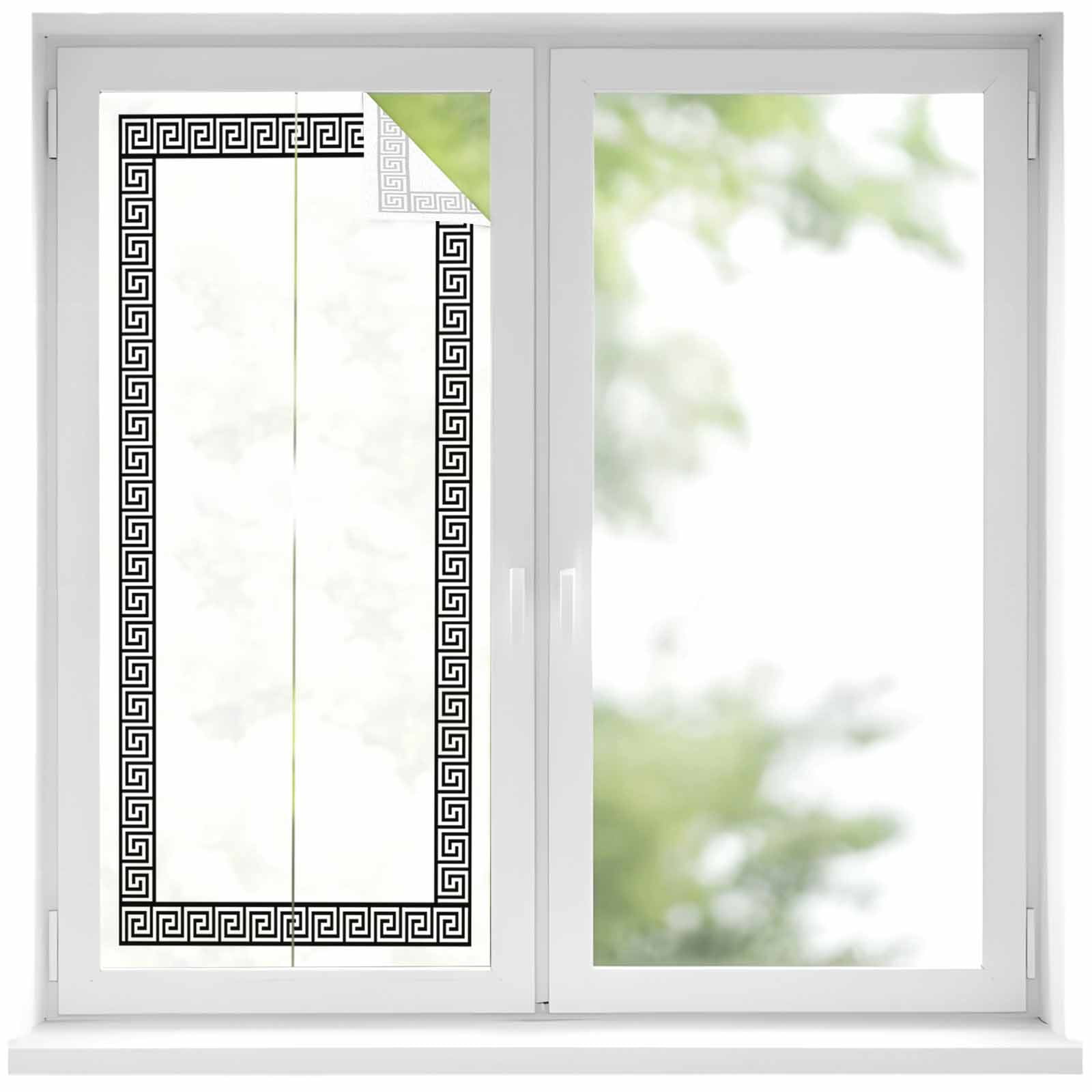 Black Geometric Window Privacy Film, Modern Key Greek Design Abstract ...