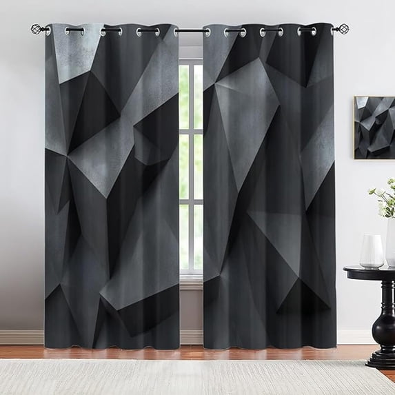 Black Geometry Blackout Curtains For Girls Boys Home Decor, Modern ...