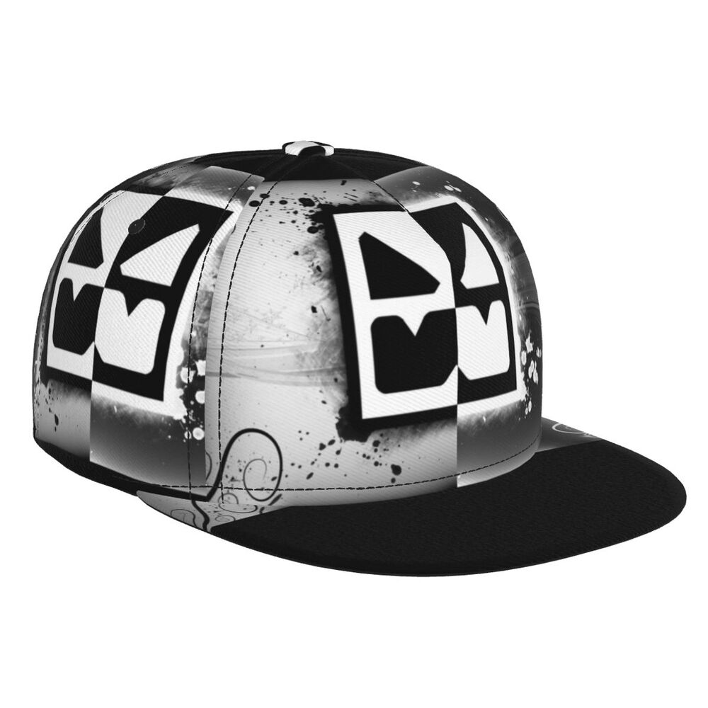 Black Geometry Dash Adjustable Flat Brim Baseball Cap Snapback Hat Hip ...