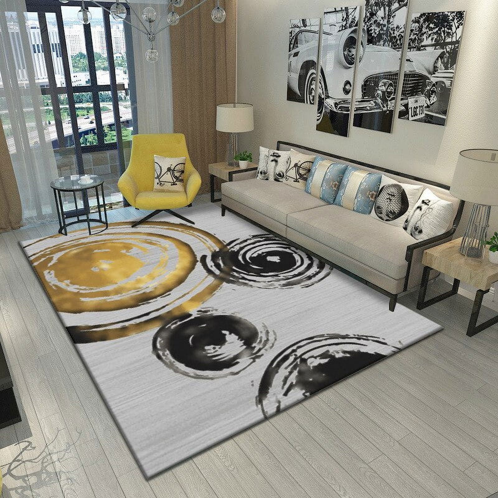 Black Geometry Entrance Doormat Carpet for Living Room Bedroom Anti ...
