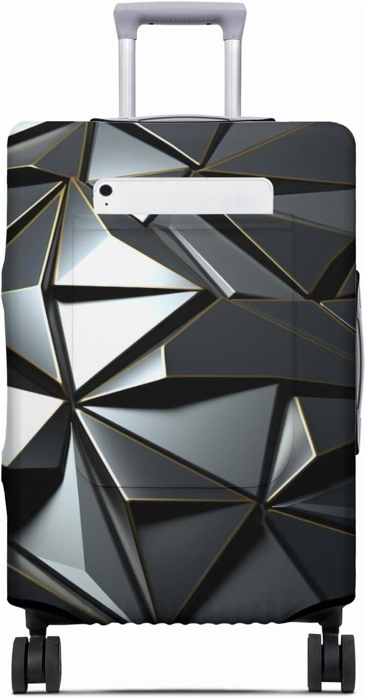 Black Geometry Travel Luggage Cover, Travel-Themed Suitcase Protector ...