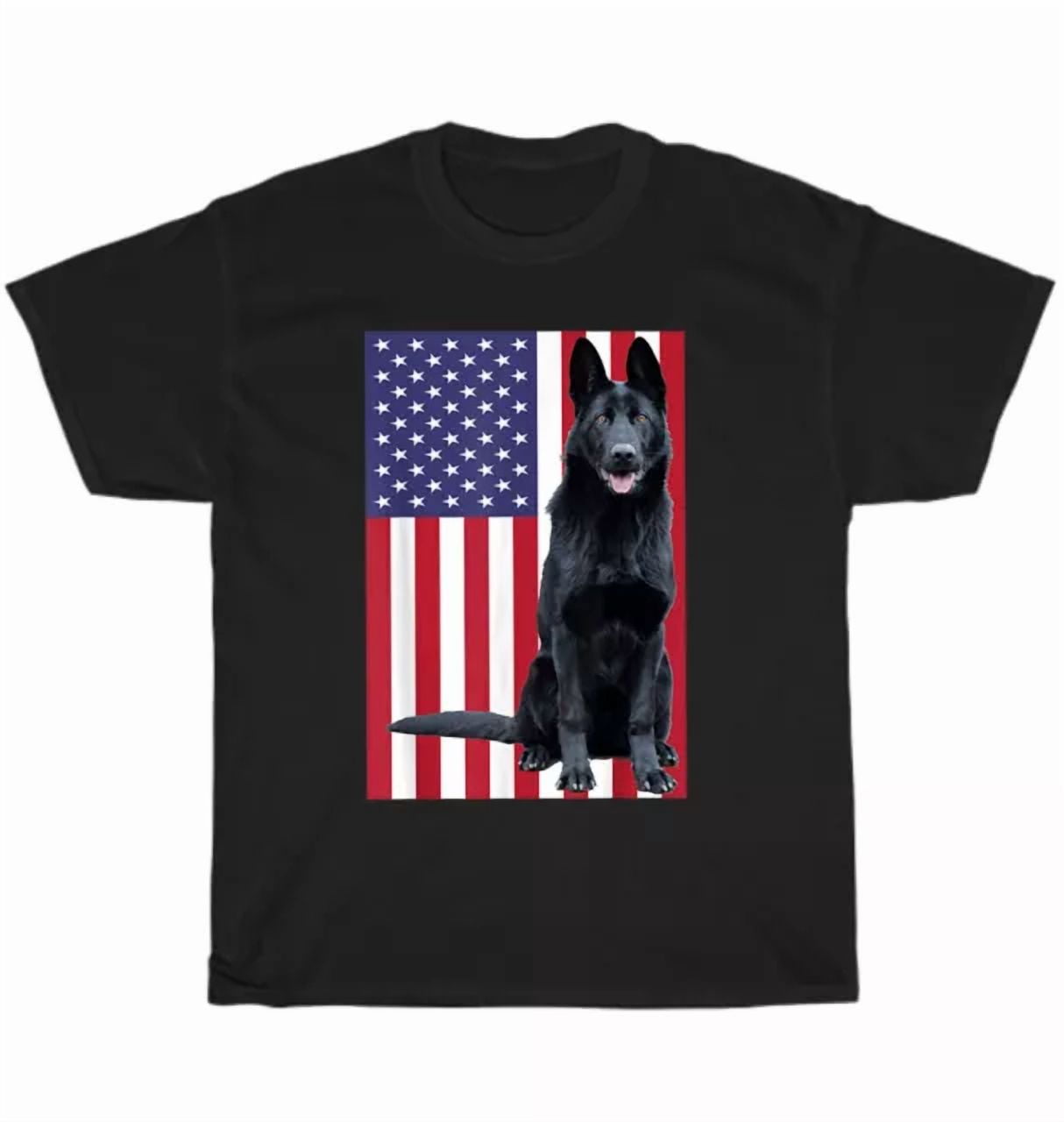 Black German Shepherd Dog Usa American Flag Dogs Pet Puppy Animal Lover ...
