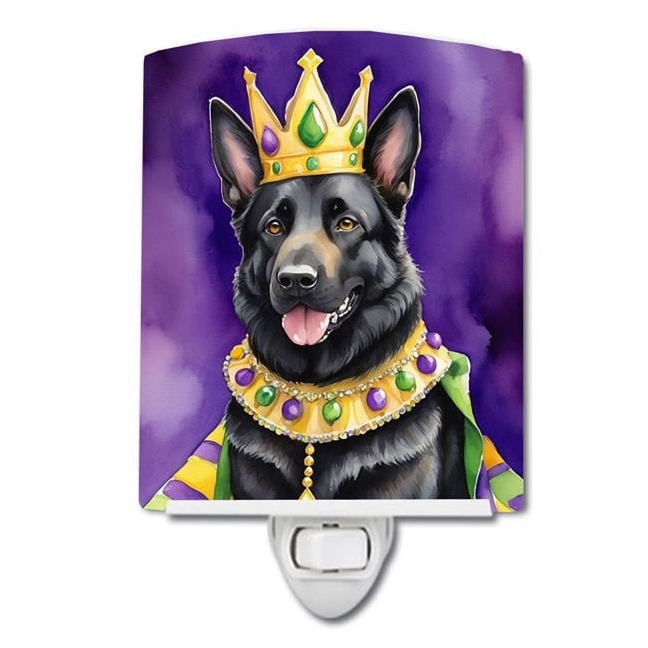 Black German Shepherd King of Mardi Gras Ceramic Night Light 4 in x 6 ...