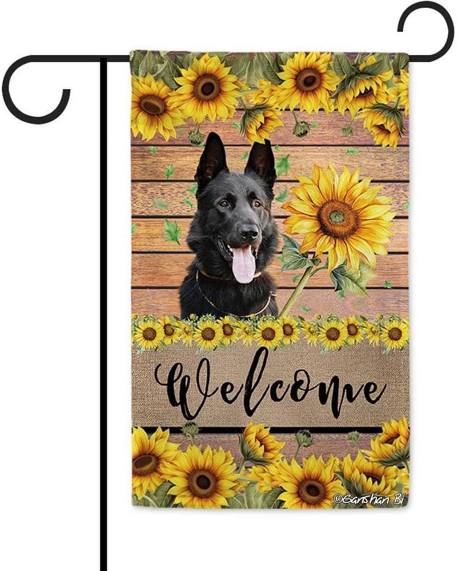 Black German Shepherd Sunflower Garden Flag Dog Welcome Spring Summer ...
