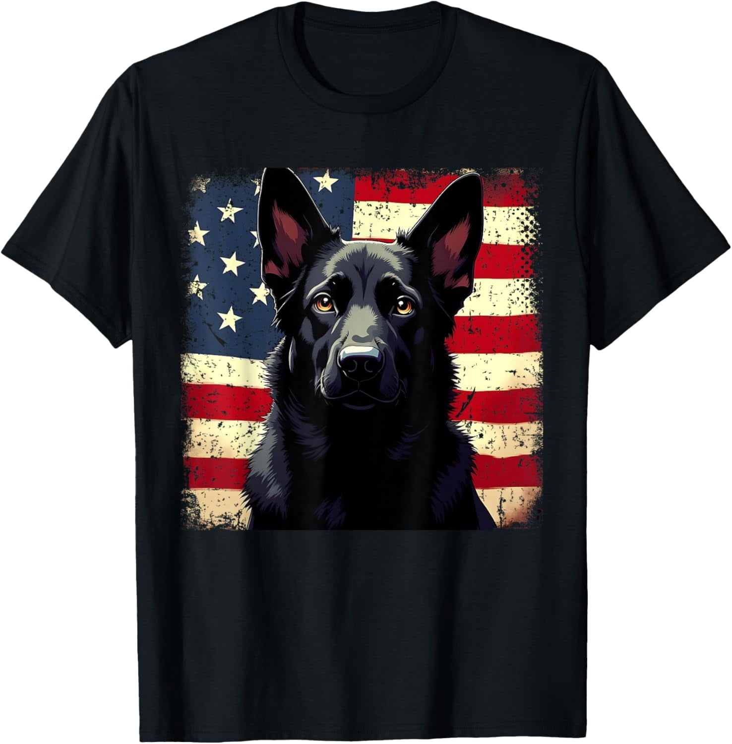 Black German Shepherd Usa American Flag Dog Lover T Shirt - Walmart.com