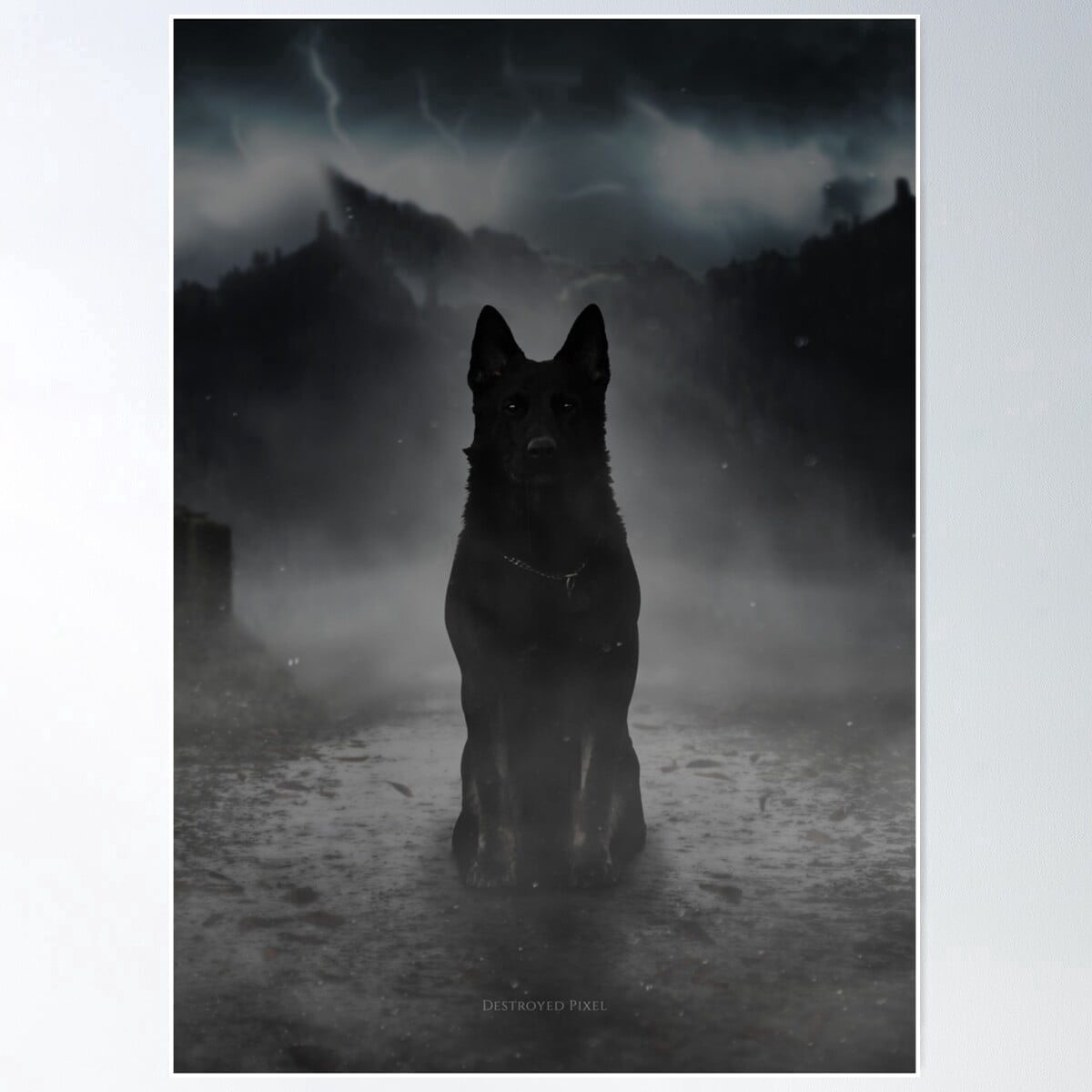 Black German ShepherdThe Fog Poster Wall Art Home Decor Vintage Gift ...