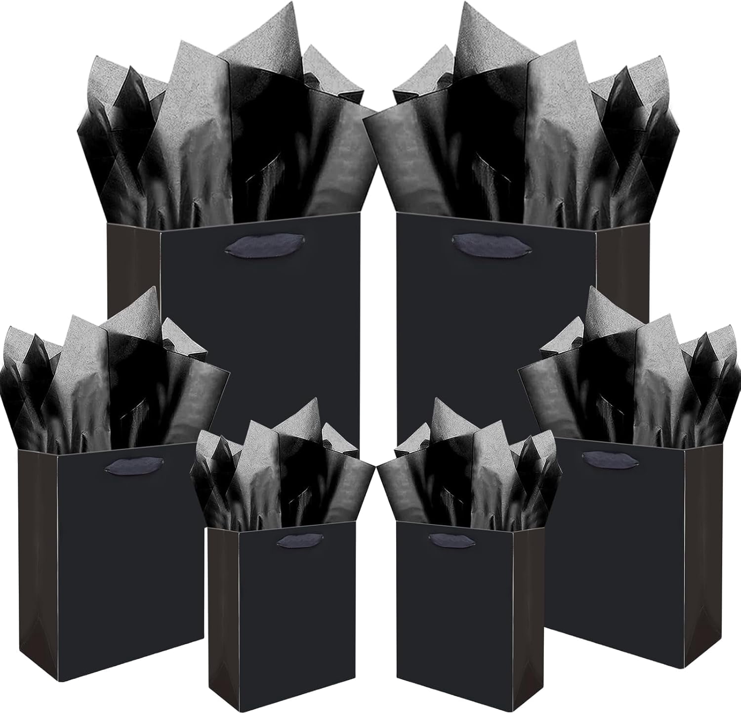 Black Gift Bags with Tissue Paper Mulit Assorted Sizes 10PCS Present ...