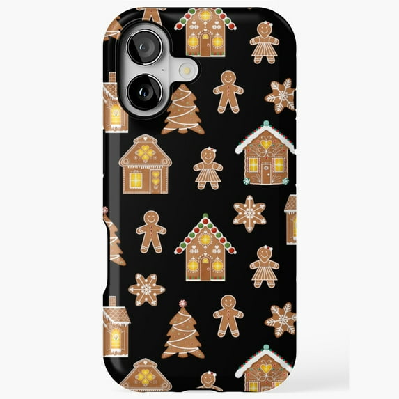 Black Gingerbread House Snowflake Tree Pattern Art Phone Case for ...