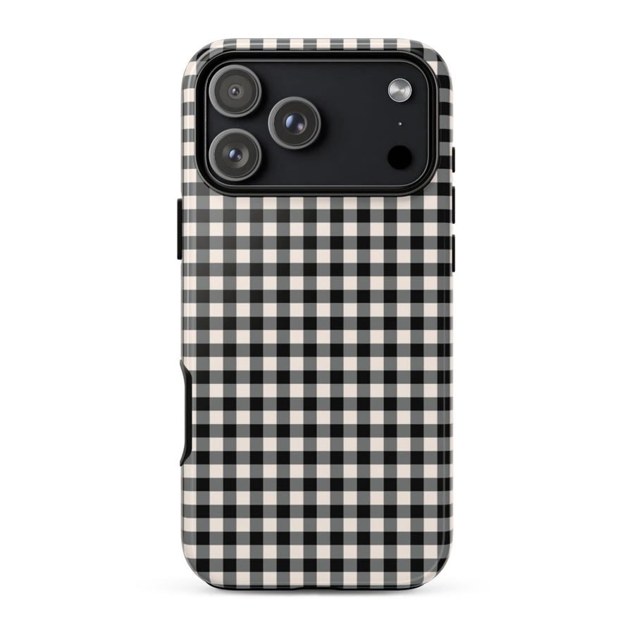 Black Gingham Classic Check Case for iPhone 11 12 13 14 15 16 17 Pro ...