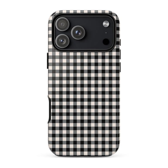 Black Gingham Classic Check Case for iPhone 11 12 13 14 15 16 17 Pro ...
