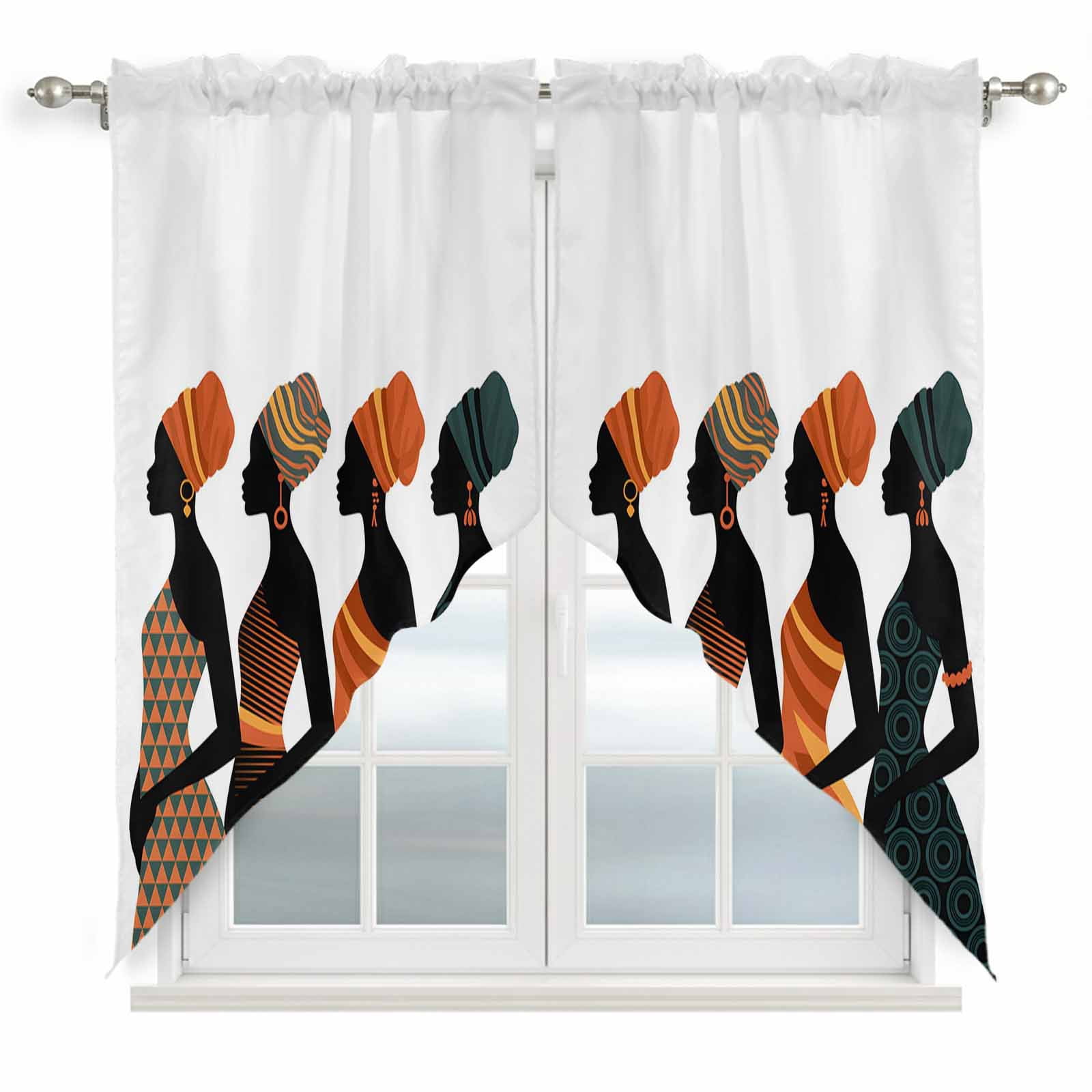 Black Girl African Swag Curtain Valance for Window 2 Panels Elegant ...