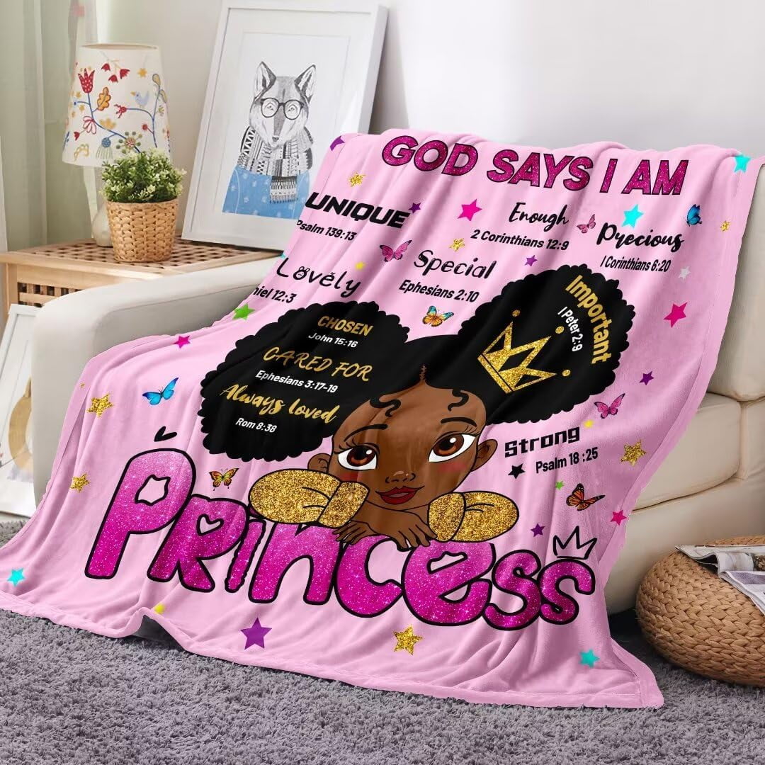 Black Girl Christian Blanket 50x60,Soft Plush Black Girl Magic Fleece ...