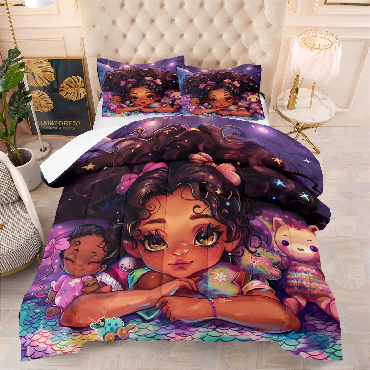 Black Girl Comforter Set Full Size Black Girls Magic Bedding Set Pink ...