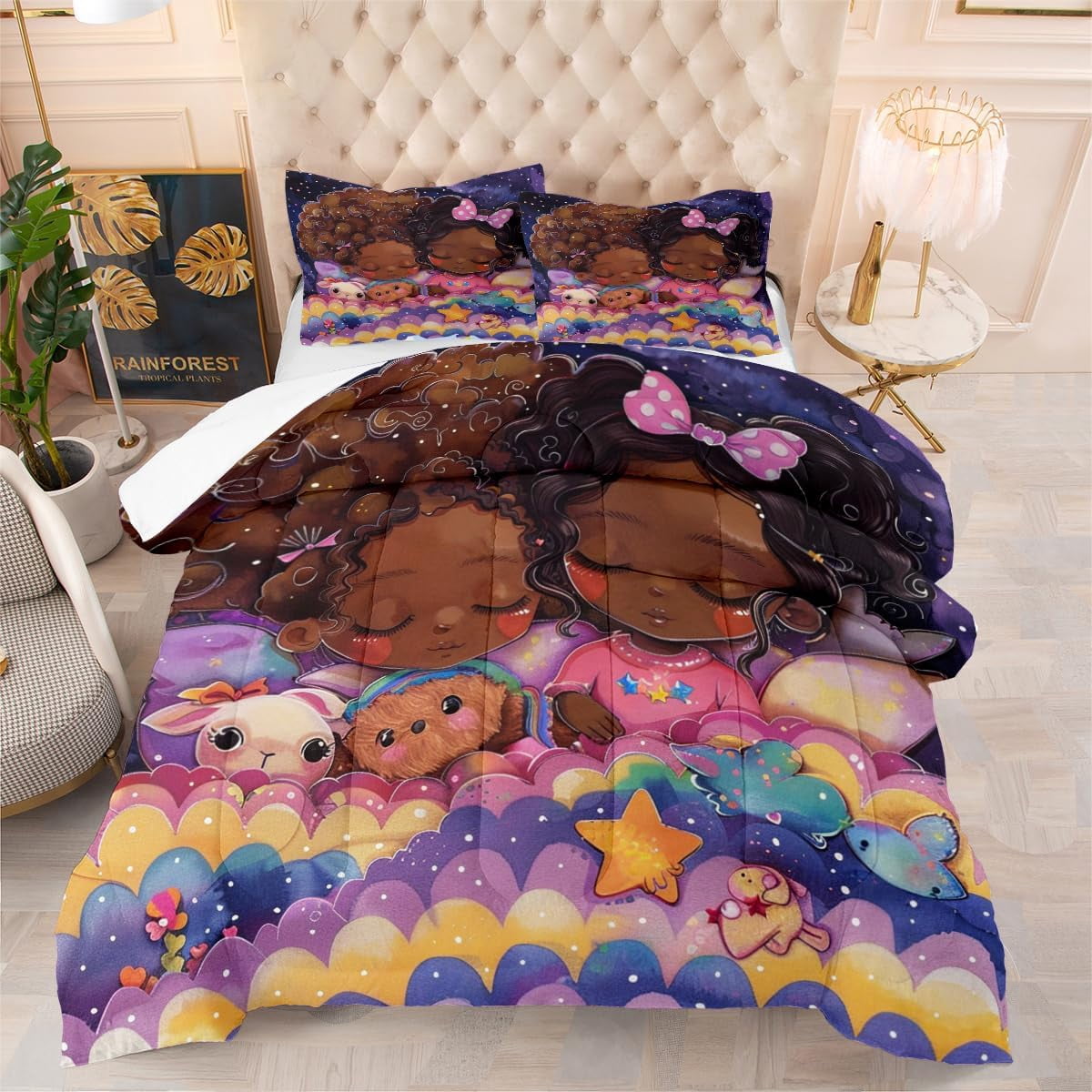 Black Girl Comforter Set Full Size Black Girls Magic Bedding Set Pink ...